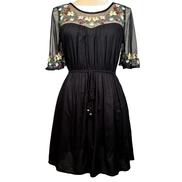 True Destiny | Dresses | True Destiny Mini Dress Sheer Mesh Floral ...